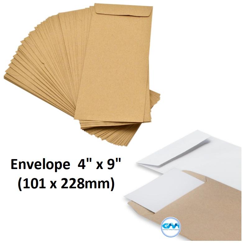 Envelope 4" x 9" (101mm x 228mm) 20'sheet White/Brown | Sampul - TikTok ...