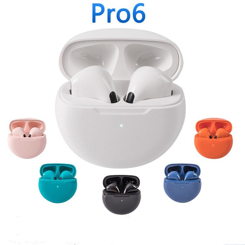 COD 2023 New Pro6 Wireless Earphones 7 Colors Build-in Mic Earbuds ...