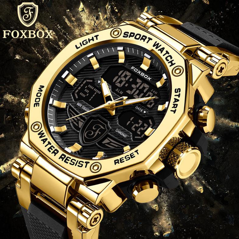 Foxbox original men watch fashion dual display multi function luminous ...