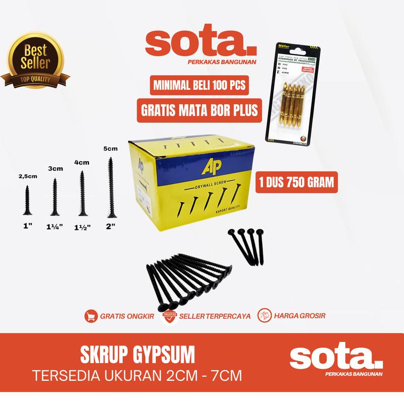 Sekrup Gypsum / Baja Merk AP 1 kotak 1dus 750gram 1"(2,5cm) - Shop ...
