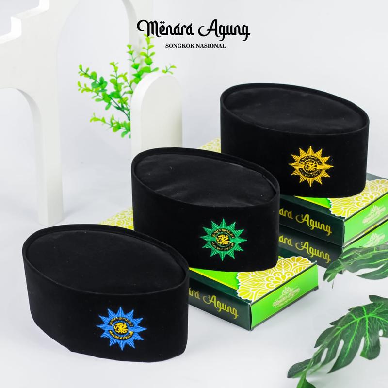 Peci Songkok Kopiah Hitam Nasional Logo Muhammadiyah Hijau Biru Kuning ...