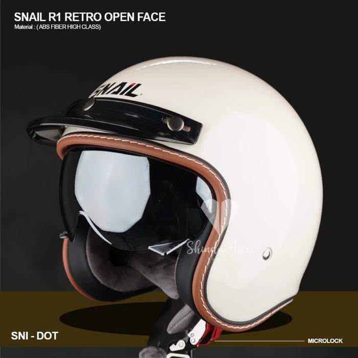 Promo SNAIL Helm Retro R1 Pengunci Microlock ABS Fiber Desain Klasik ...