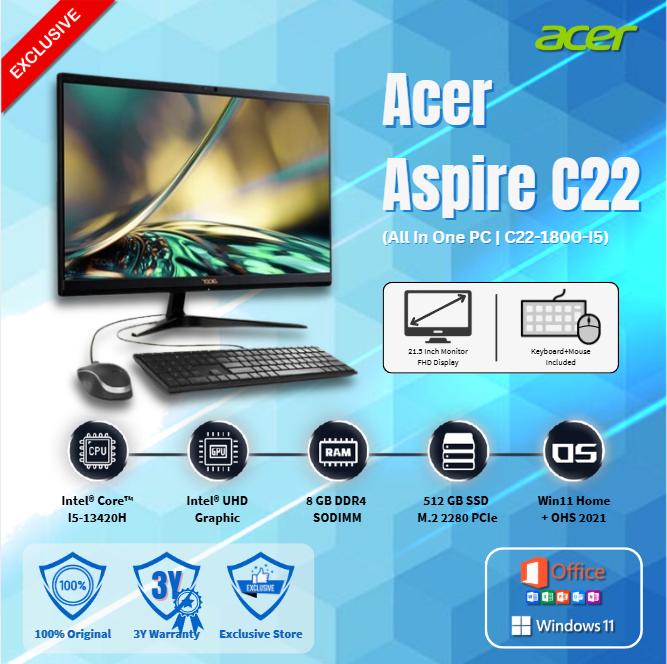 Promo ACER AIO ASPIRE C22-1800 I5 13420H 8GB 512GB W11+OHS 21.5FHD All ...