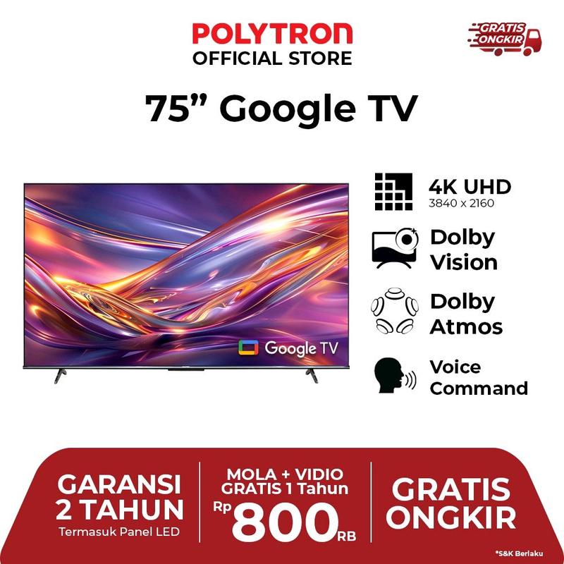 POLYTRON 4K UHD Smart Google TV 75 Inch - Shop | Tokopedia