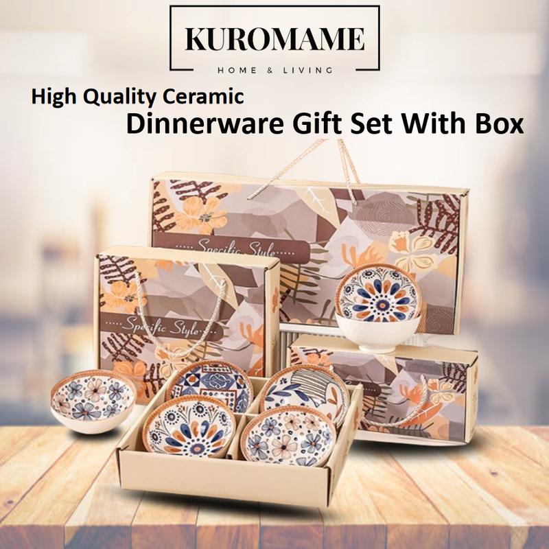 【KUROMAME】Set Hadiah Pinggan Mangkuk Seramik Reka Bentuk Bunga - TikTok ...