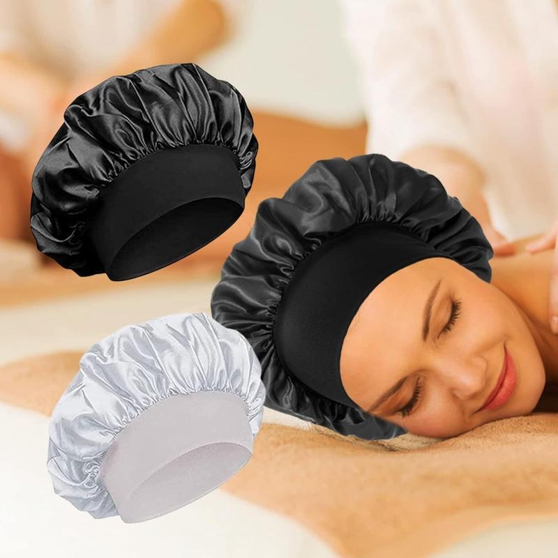 Bathroom Products Soft Long Hair Care Bonnet Solid Satin Imitation ...