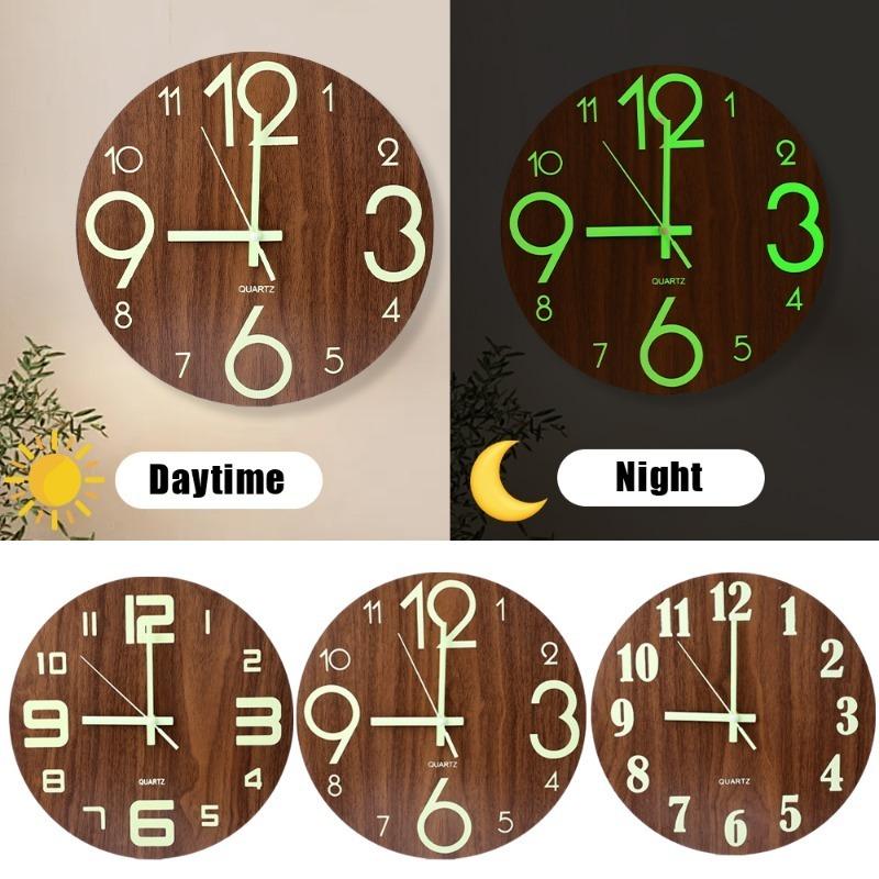 Jam Dinding Berkilau Moden, 12 Inci, Tidak Berdetik, Cahaya Malam ...