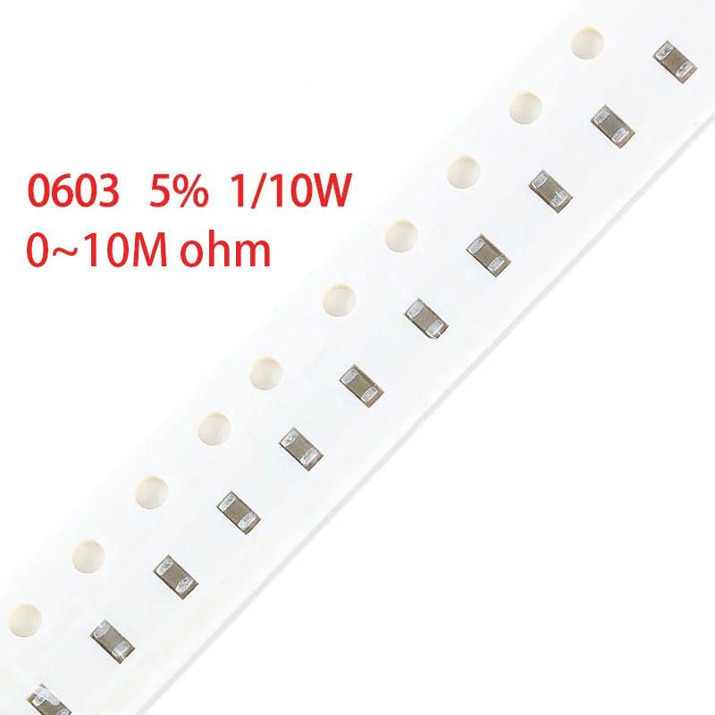 Perintang SMD, 0603, 100pcs, Julat 5% hingga 10M, 1M hingga 10M ...