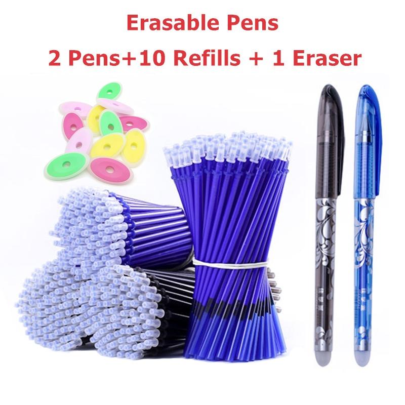 2 Erasable Pens + 10 Refills + 1 Eraser Black & Blue Ink Gel - TikTok ...