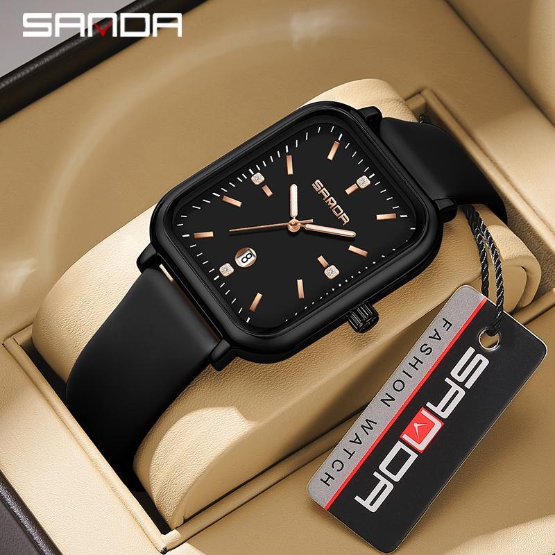 Jam Tangan Kuarza Persegi, Sanda Asli, Untuk Wanita, Elegan dan ...