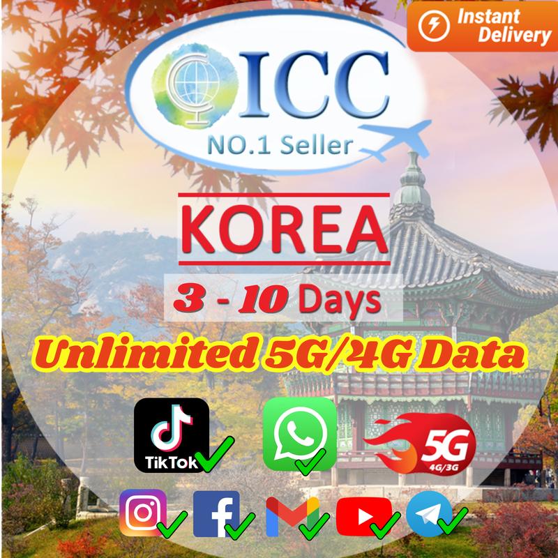 ICC SIM Card - Korea 3-10 Days Unlimited 5G/4G Data - SKT Telecom ...