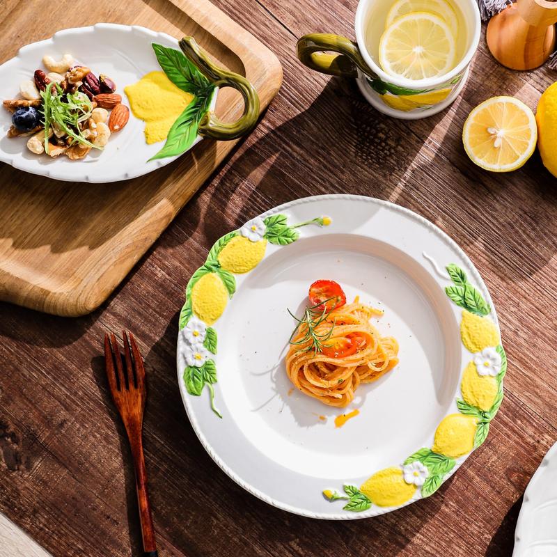 HongDian Pinggan mangkuk dan peralatan makan seramik timbul lemon ...