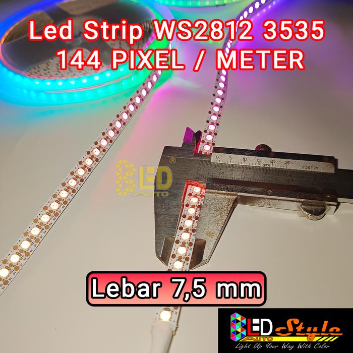 Jual Strip LED WS2812 3535 Lebar 7,5mm RGBIC 144LED/meter - 50 cm ...