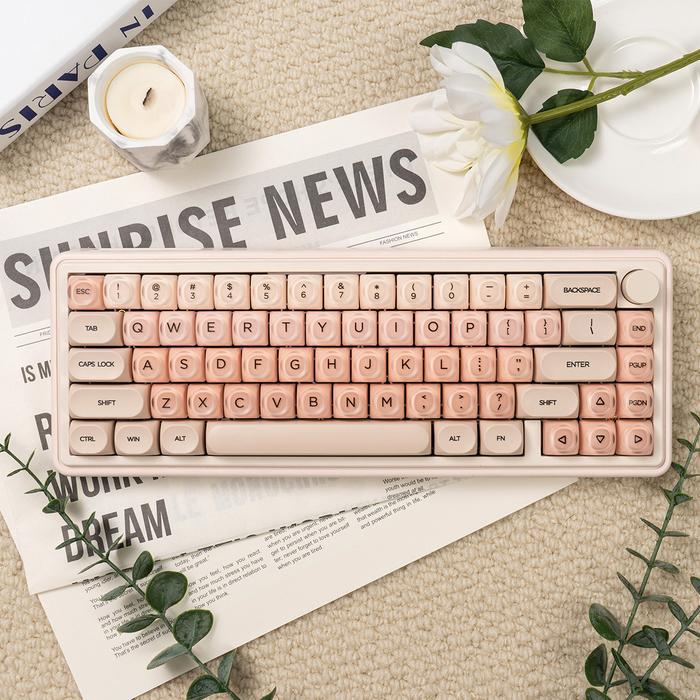 Promo Alas bedak cair Keycaps merah muda Lucu Bulat PBT+PC Keycap ...