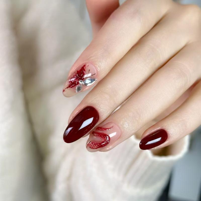 NO.180 Press-On Nails Snake Year New Arrival Press-On Nails in - TikTok Shop Philippines