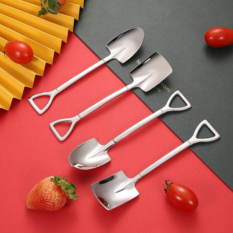 [Beli 1 Gratis 1]Sendok sekop kreatif lucu sendok kecil stainless steel ...