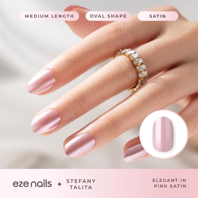 Eze Nails - Elegant in Pink Satin Spot On Manicure (Kuku Palsu - Shop ...