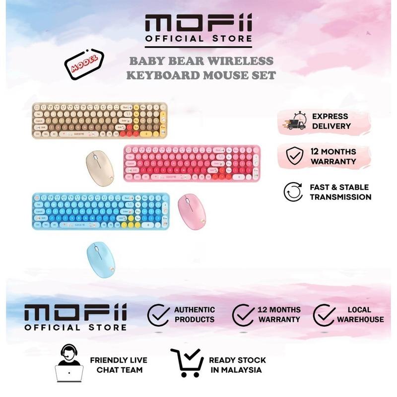 MOFII Baby Bear Cute Wireless Keyboard Mouse Set PC Laptop Office ...