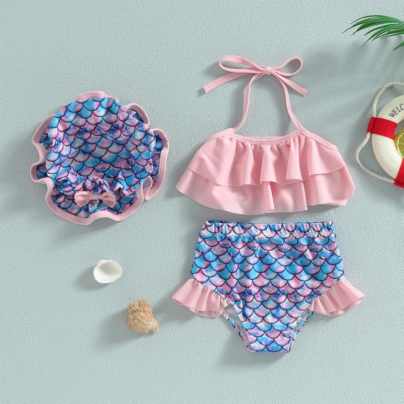 Kid Girl Bikini Swimsuit, Sleeveless Hanging Neck Vest Beach Pool ...