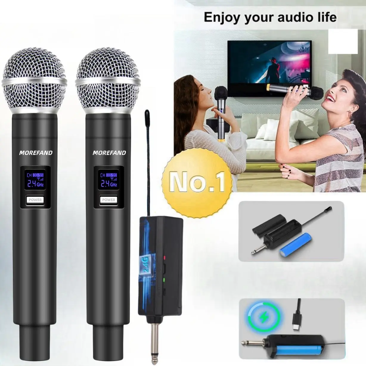 SM58 rechargeable wireless microphone mic anak futsal mic karaoke ...