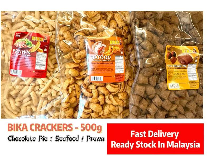 Bika Fika Keropok Crackers Chocolate Pie/Seafood/Prawn 500g - TikTok ...