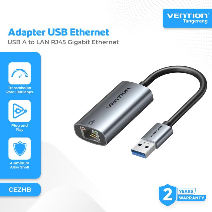 Jual Vention Adapter USB A to LAN RJ45 Gigabit Ethernet High Speed 10 ...