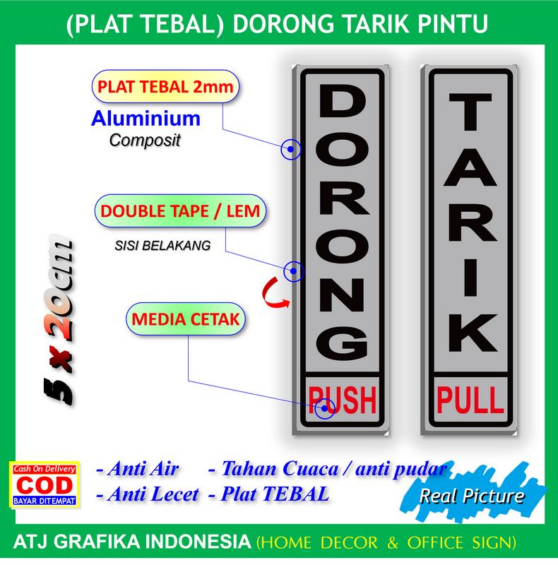 Plat tebal dorong tarik push pull petunjuk buka pintu kantor - Shop ...