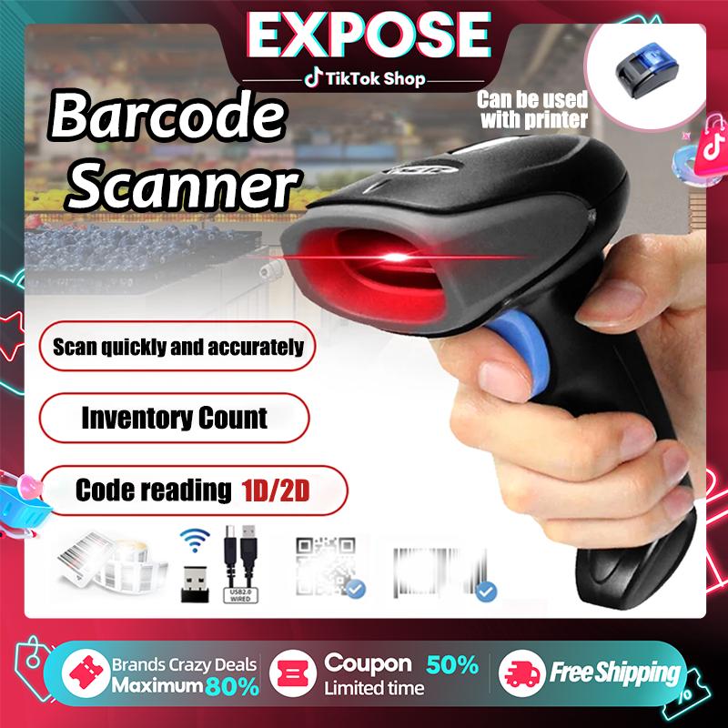 EXPOSE Pengimbas Kod Bar Bluetooth wayarles Pembaca Kod Bar 2D - TikTok ...