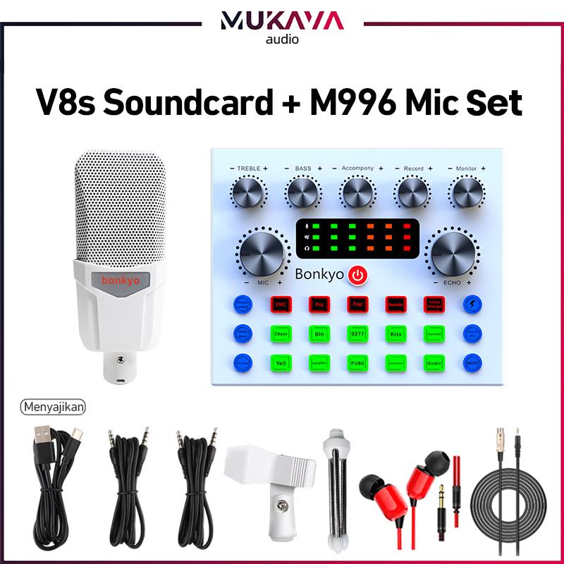 V8S White Sound Card + M996 White Microphone + 3m USB Headse - TikTok ...