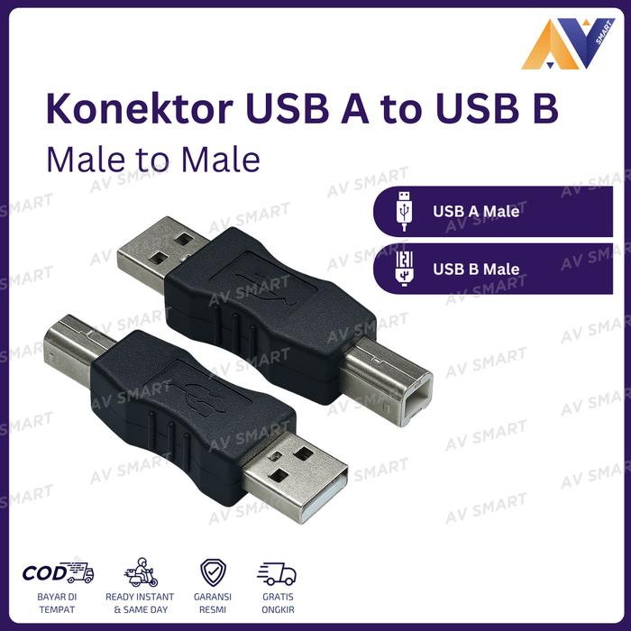 Jual Konektor USB Printer USB A Male to B Male Gender Adapter AM / BM ...