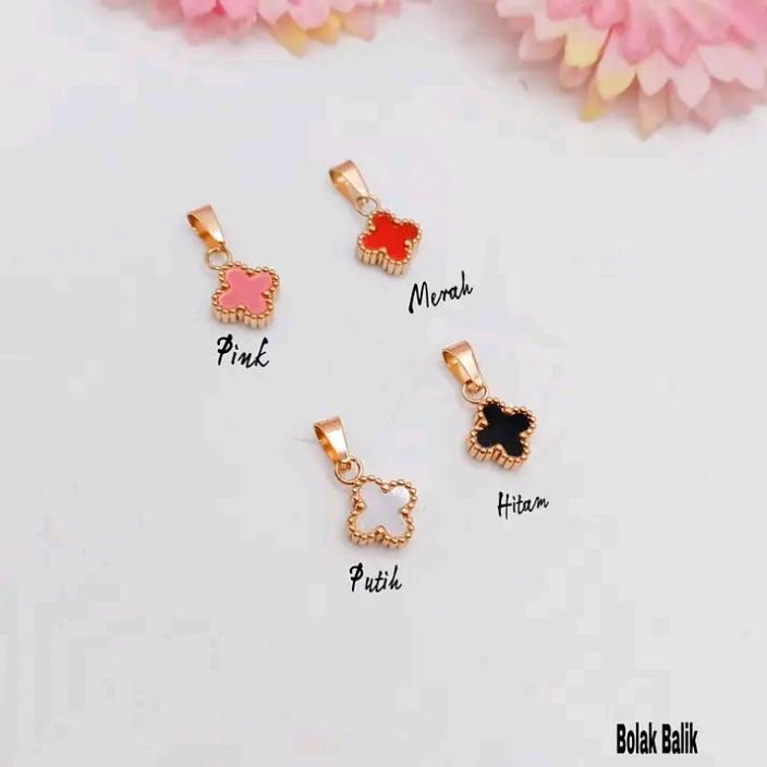 Liontin Bunga Gerigi Titanium Stainless Steel Anti Karat Elegan ...