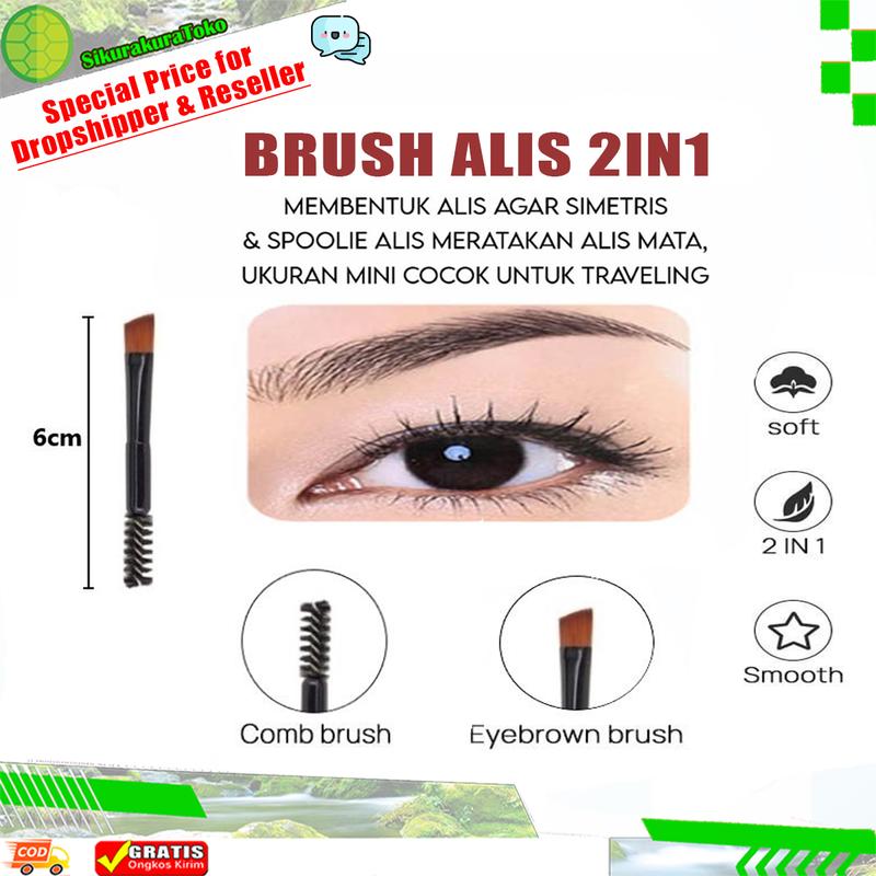 (SKR) Kuas Alis Mini 2 in 1 Double Pendek Tipis Lancip brush ...