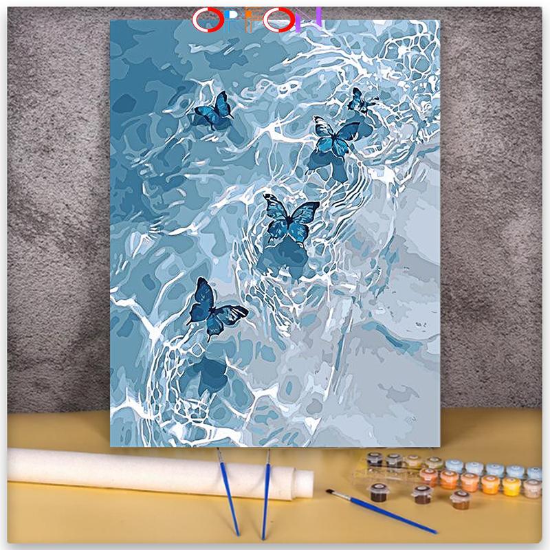 ORFON Painting By Numbers DIY Drawing Canvas Butterflies In The ...