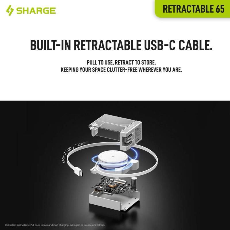 Shargeek Sharge Retractable 65 Pull to Charge, Retract to Store. Sleek ...