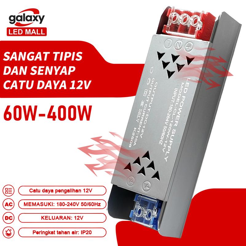 【Kirim Sekarang】Trafo Slim LED Strip 12V 5A 10A 60W 120W 200W 300W 400W ...
