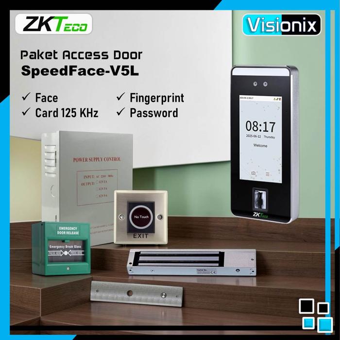 Jual Paket Access Door ZKTeco SpeedFace V5L - Access Control Face ...