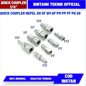 Quick Coupler 1/4 Inch Konektor Sambungan Selang Kompresor Angin Plug ...