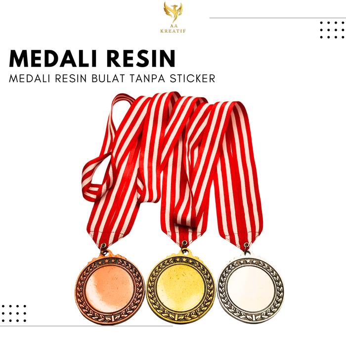 Jual Medali Resin Custom Emas Perak Perunggu Dengan Tali Merah Putih ...