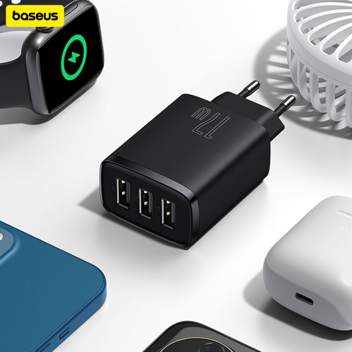 Promo Baseus Compact Charger USB 3 Port 17W EU - Black - Jakarta Utara ...