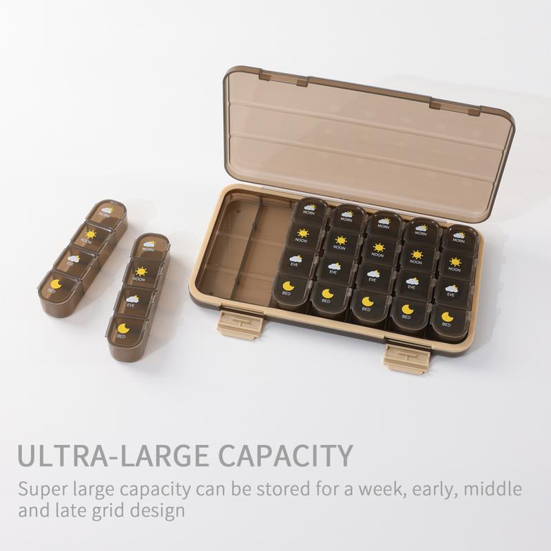 Hebashft Pill Holder Modern Pill Box BPA Free Portable Refillable ...