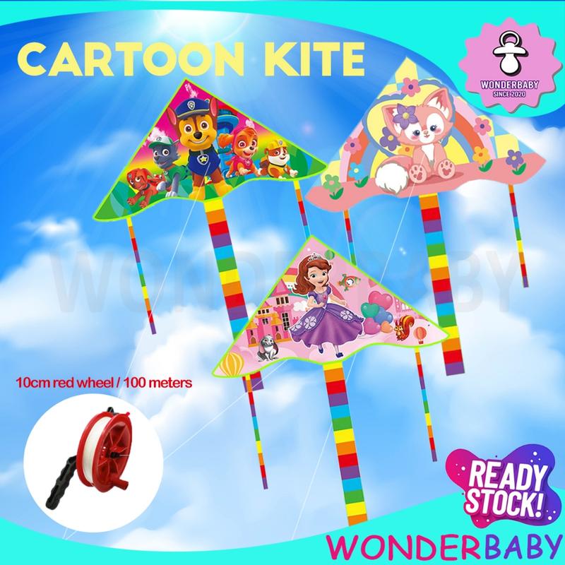 Layang Layang Cartoon Kite Flying Kite with Tail Kids Triangle - TikTok ...