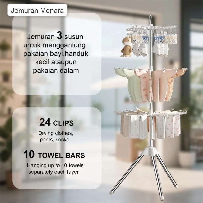 Jemuran Menara Jumbo Kokoh /Rak Jemuran Baju Lipat /Jemuran Susun ...