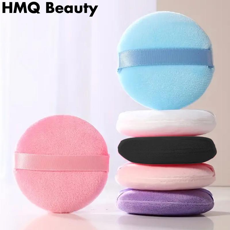 Round Makeup Puff With Ribbon Loose Powder Applicators Soft Velvet ...