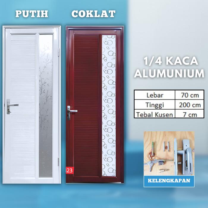 Jual [ Populer ] Pintu Kamar Mandi Aluminium 1/4 Kaca Coklat Putih ...