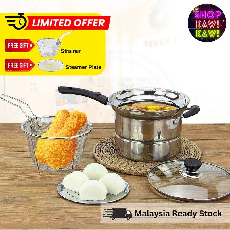 ShopKawKaw | 4pcs 22cm MULTI FUNCTION DEEP FRY /STEAM / COOKING ...