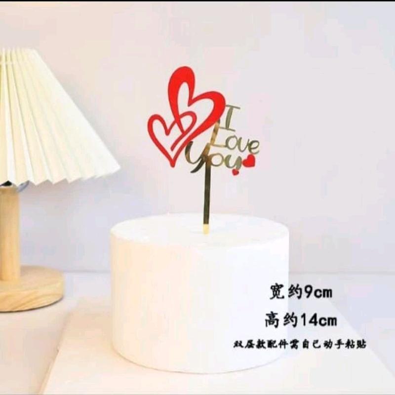 Topper acrylic i love you merah/ toper kue akrilik love hati - Shop ...