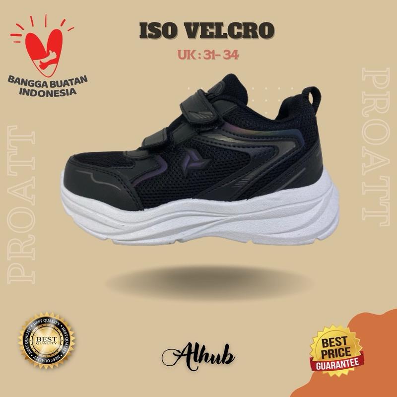 Sepatu ProAtt Iso Velcro Hitam Putih Sepatu Sekolah/ Sepatu Sneakers ...