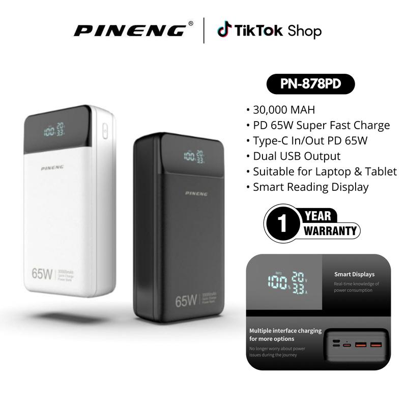 Pineng PN-878PD 30000mAh Powerbank PD3.0 Quick Charge 65W fo - TikTok ...