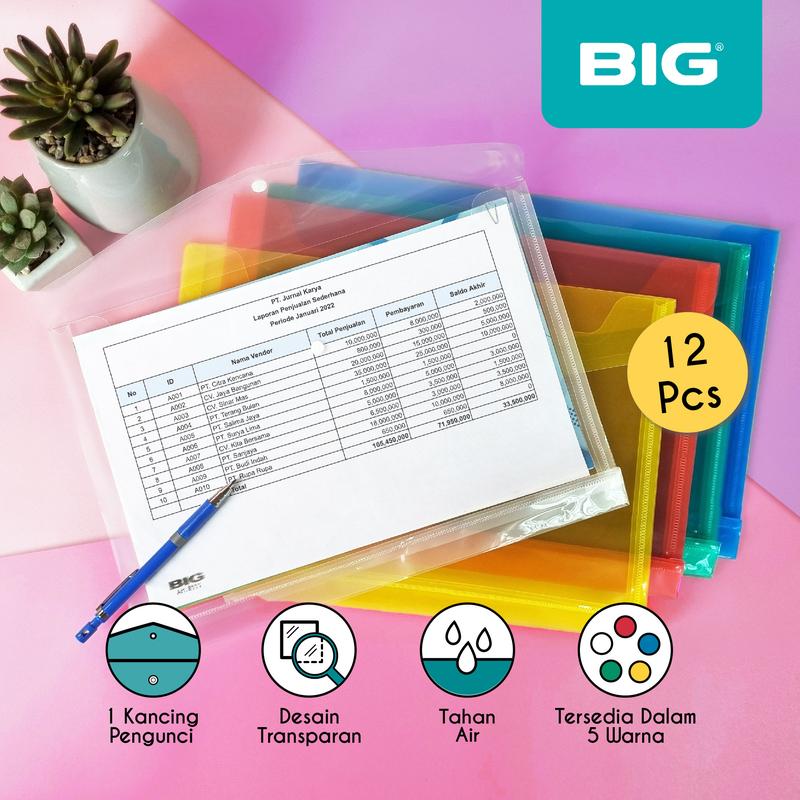 BIG Map Kancing Map Dokumen F4 Folio Plastik Transparan Dokumen - Shop ...