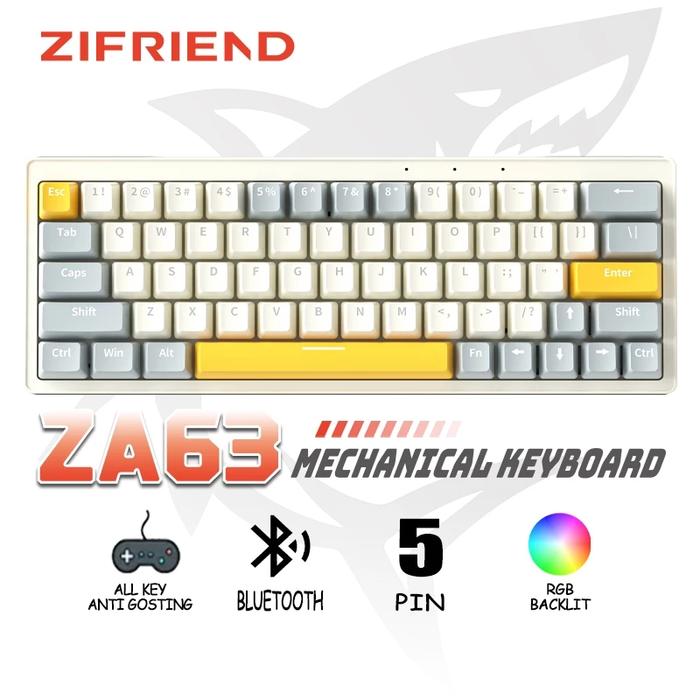 Jual Zifriend za63 pro wireless gaming keyboards Bluetooth/2.4g/wired ...